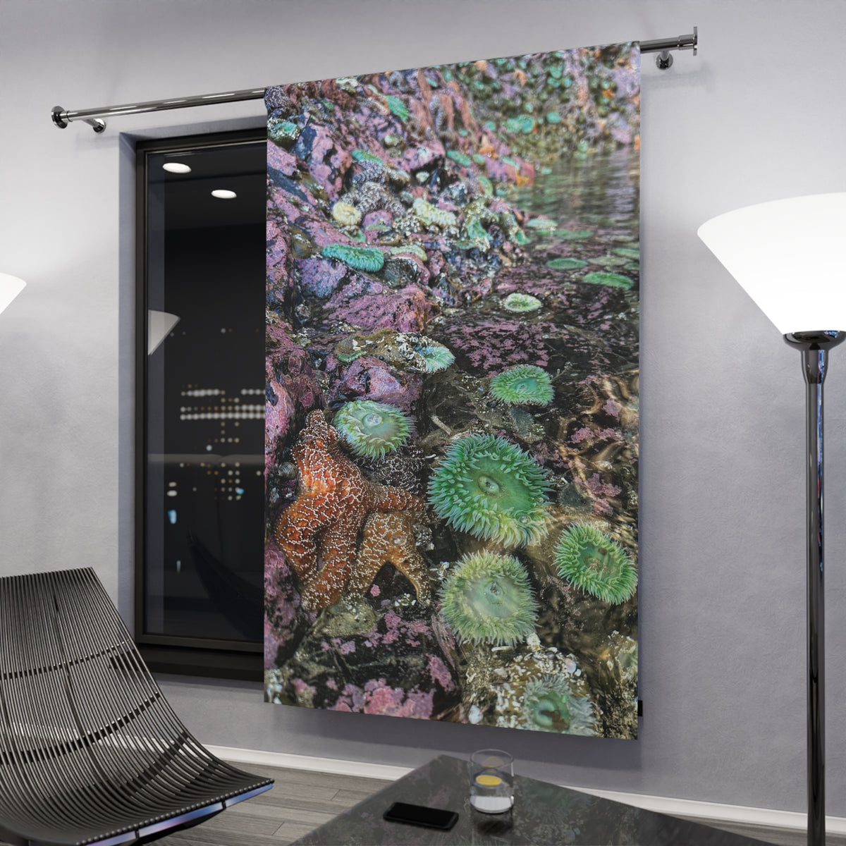 Tide pool Dreamland Window Curtain | Coastal Beach Scene Curtain ...