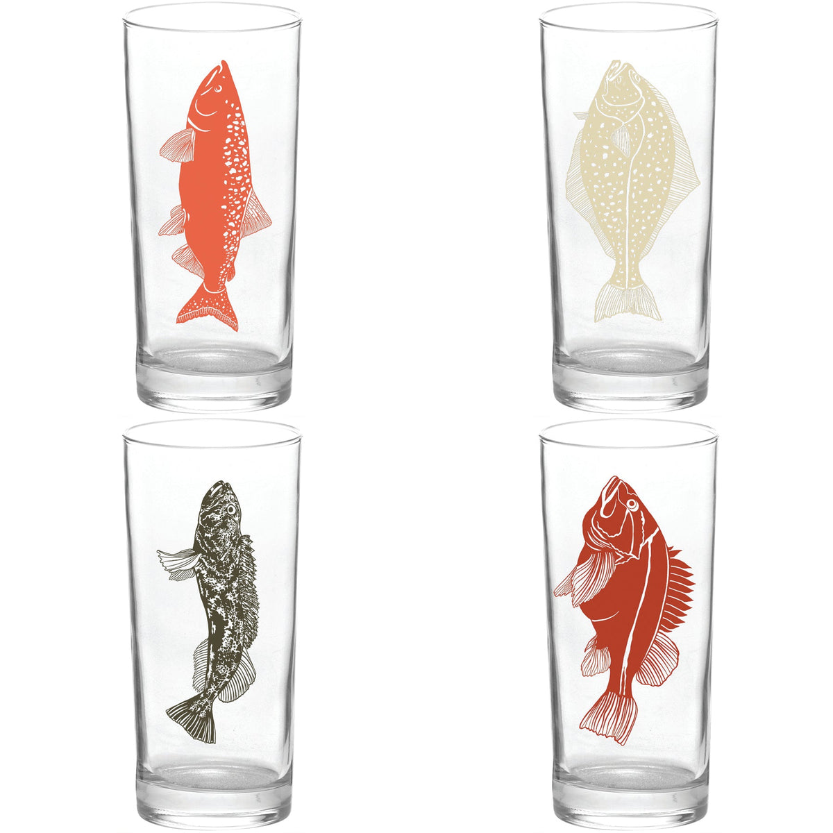4 Pack Boxed Set Fish Color Collins Glasses – Salty Raven