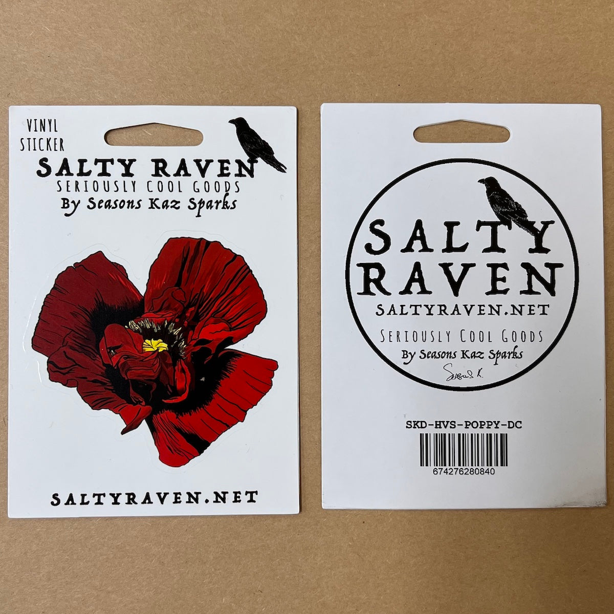 Red Poppy Flower HVS Vinyl Peel Away Sticker – Salty Raven