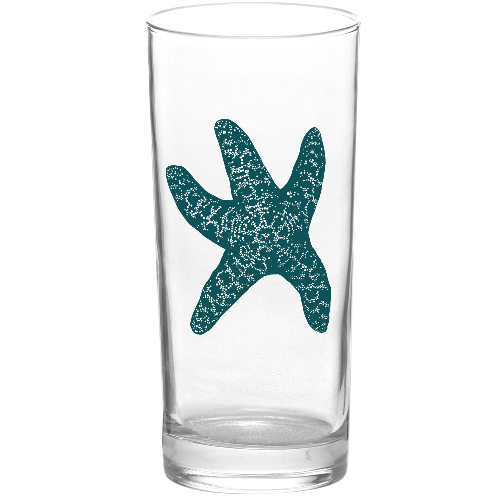 Sea Stars Arms Up Starfish Color Aqua Tall Collins Glass – Salty Raven