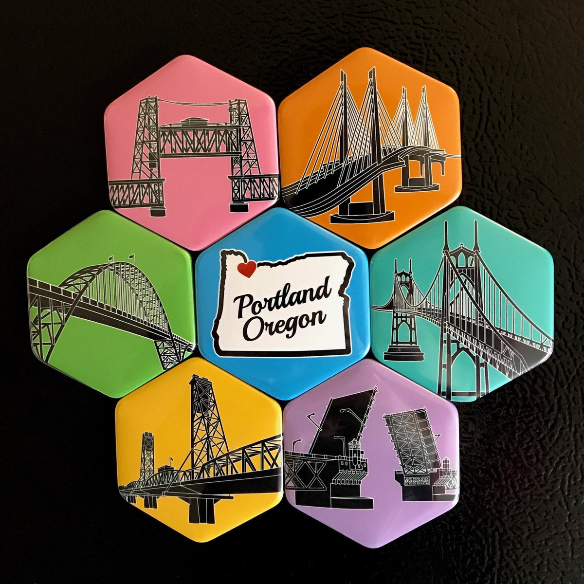 I Heart Portland Bridges *Limited Edition* Magnet set of 7 magnets ...