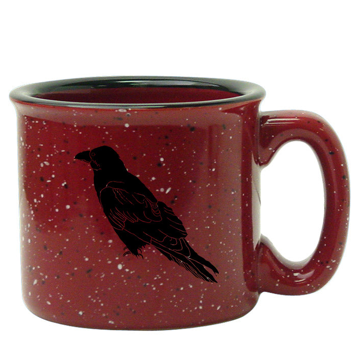 Perched Raven Maroon 15oz Ceramic Campfire Mug – Salty Raven